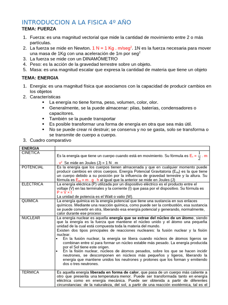 Introduccion A La Fisica 4º Año | PDF