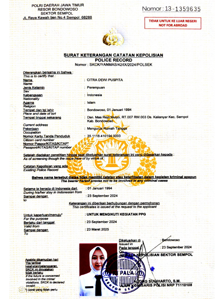 Citra Dewi Puspita-Skck | PDF