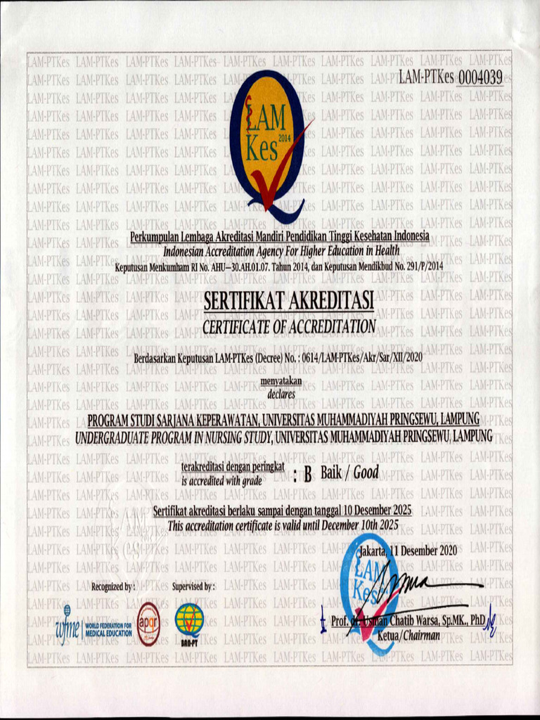 Sertifikat Akreditasi S1 Keperawatan UMPRI 2020 - 2025 | PDF