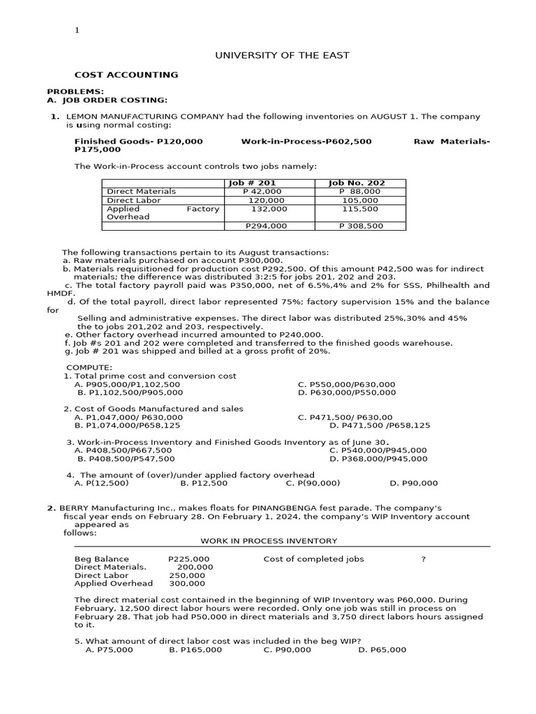 COST ACC - REV. PROB Only | PDF