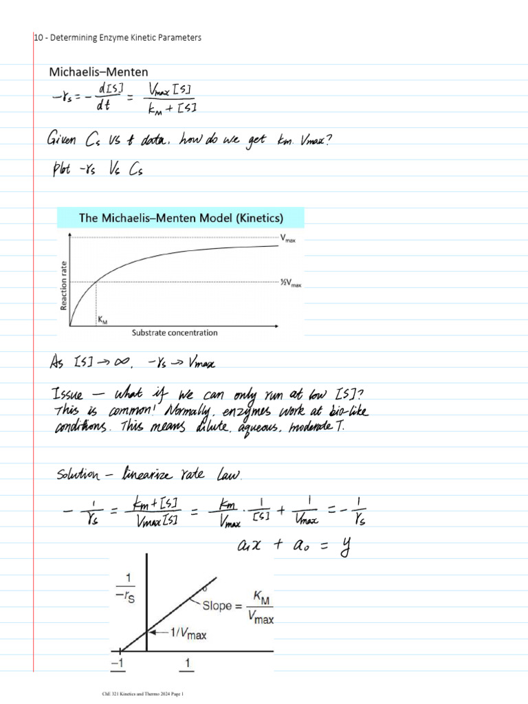 Kinetics - Determining Enzyme Kinetic Parameters | PDF | Science & Mathematics