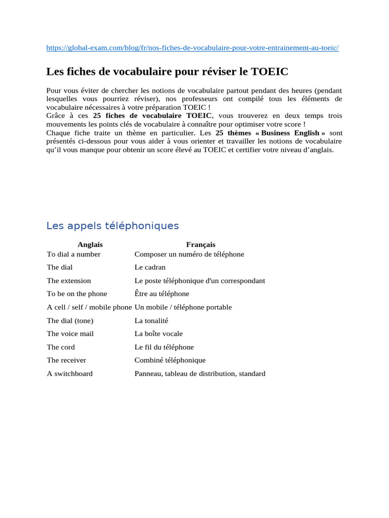 TOEIC Vocabulary | PDF