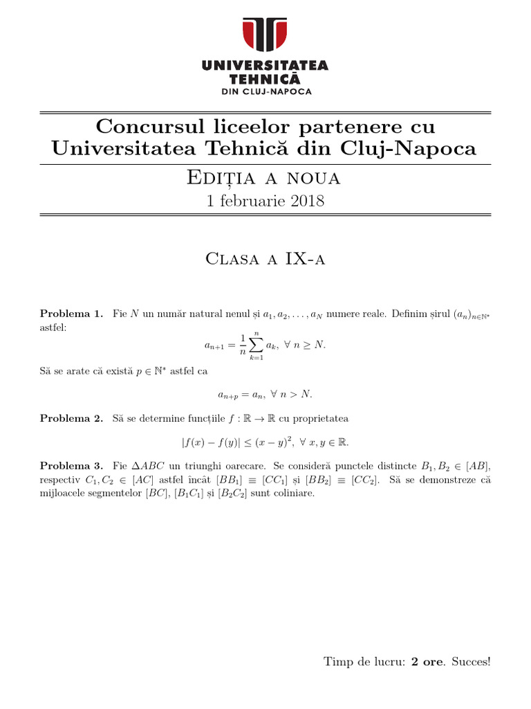 CLP UTCN 2018 Enunturi | PDF