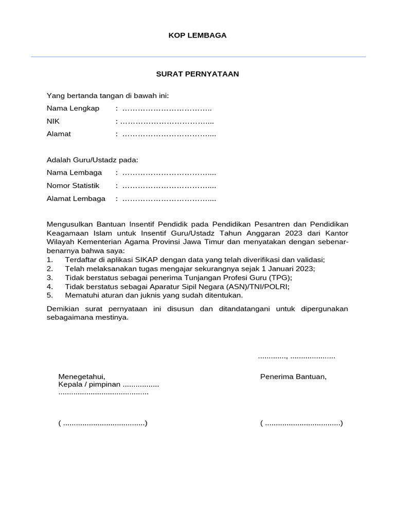 Surat Pernyataan Sikap | PDF