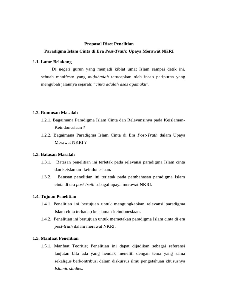 Proposal Riset Penelitian | PDF