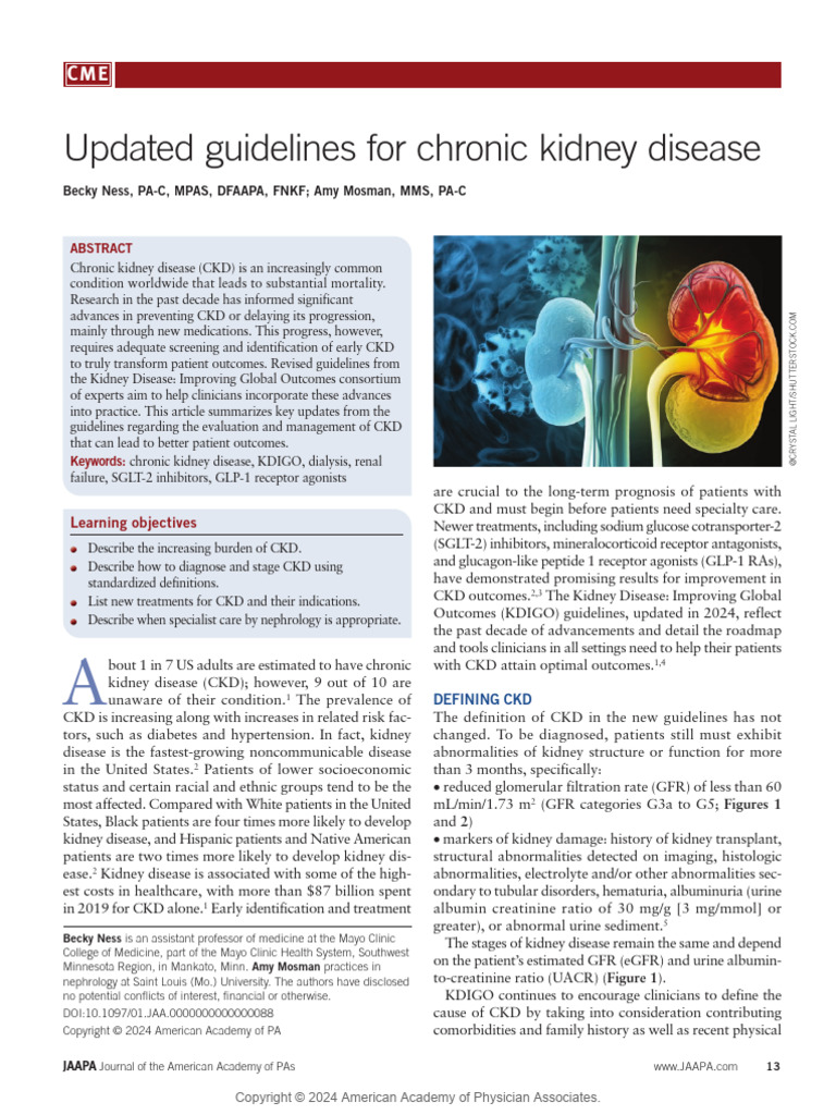 Updated CKD Guidelines 2024 | PDF | Chronic Kidney Disease | Creatinine