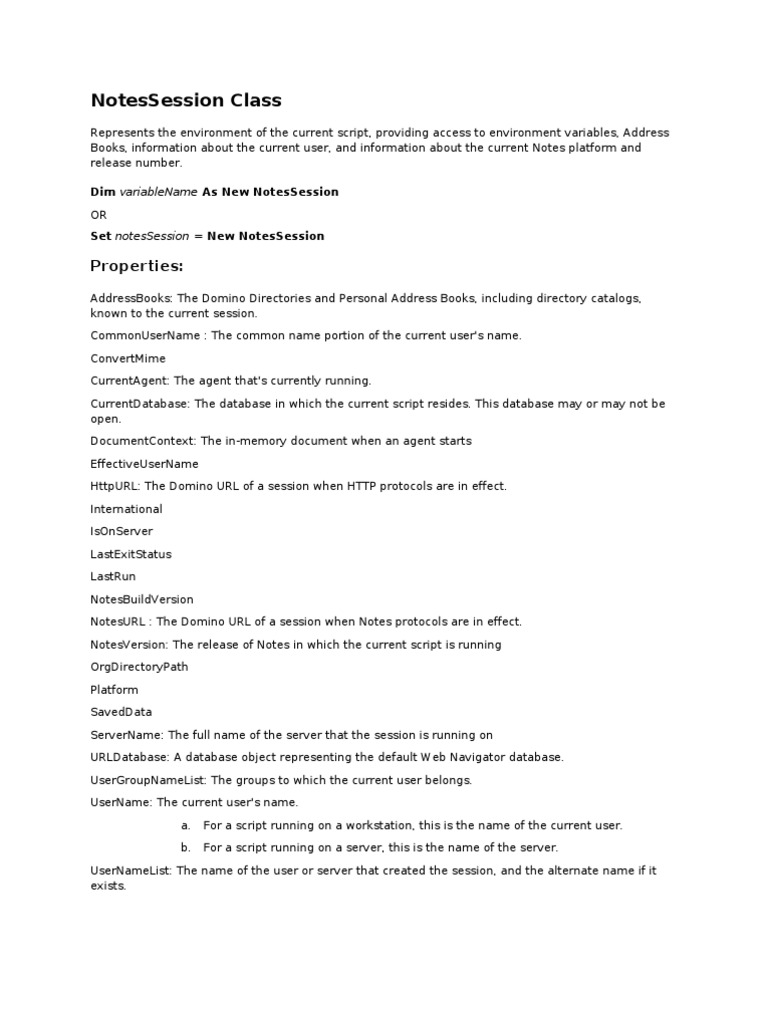 Notes Session Class | PDF | Object (Computer Science) | Computer ...