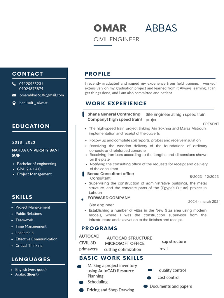 Omar Abbas Civil Engineer | PDF | Engineering
