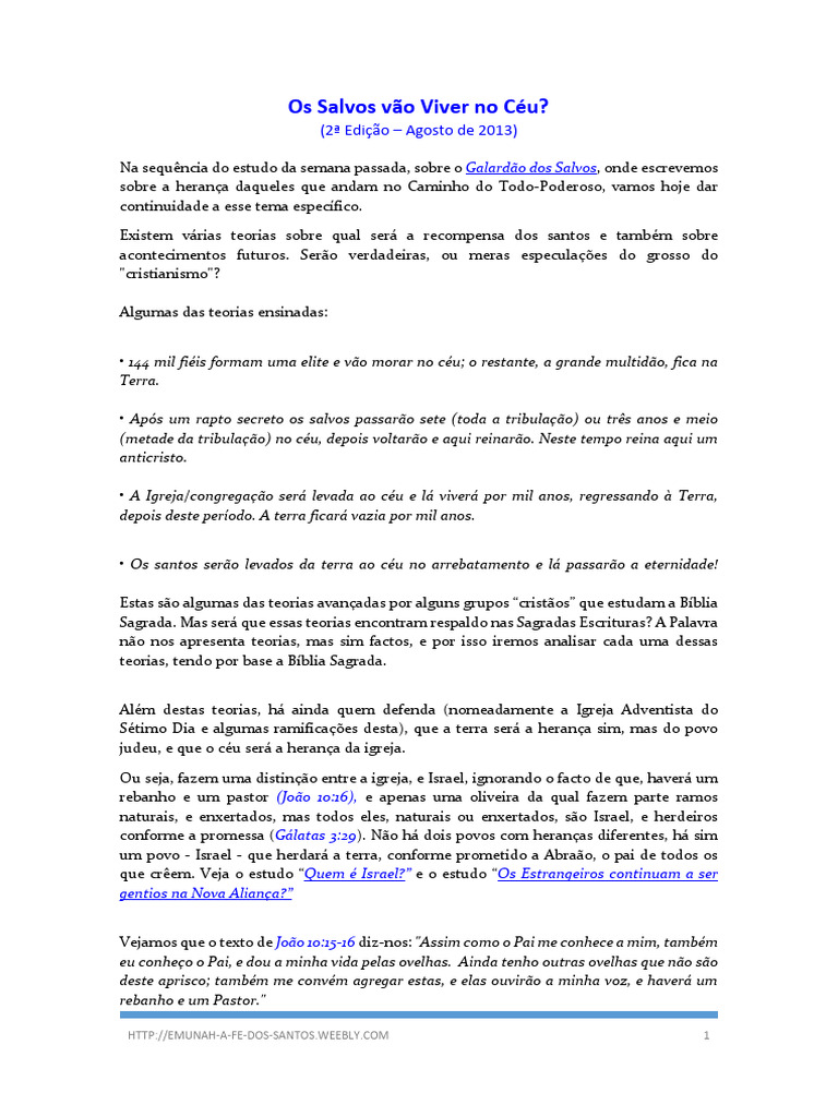 Ser Que Os Salvos Vivero No Cu | PDF