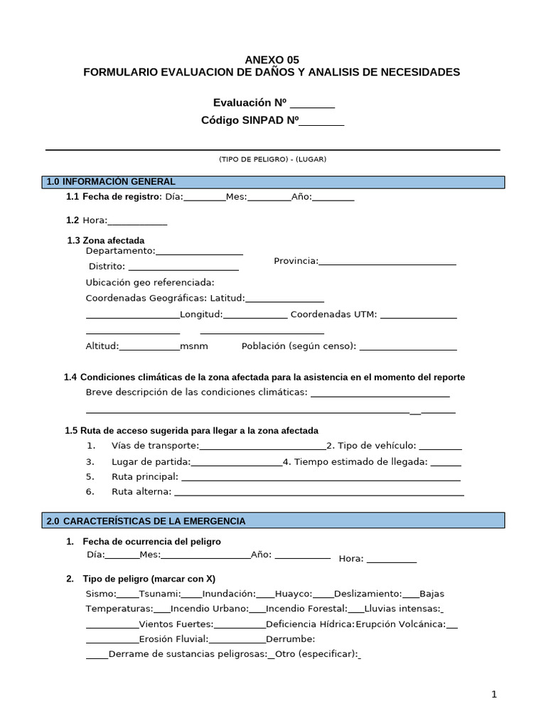 Anexo 05 Formulario Edan | PDF