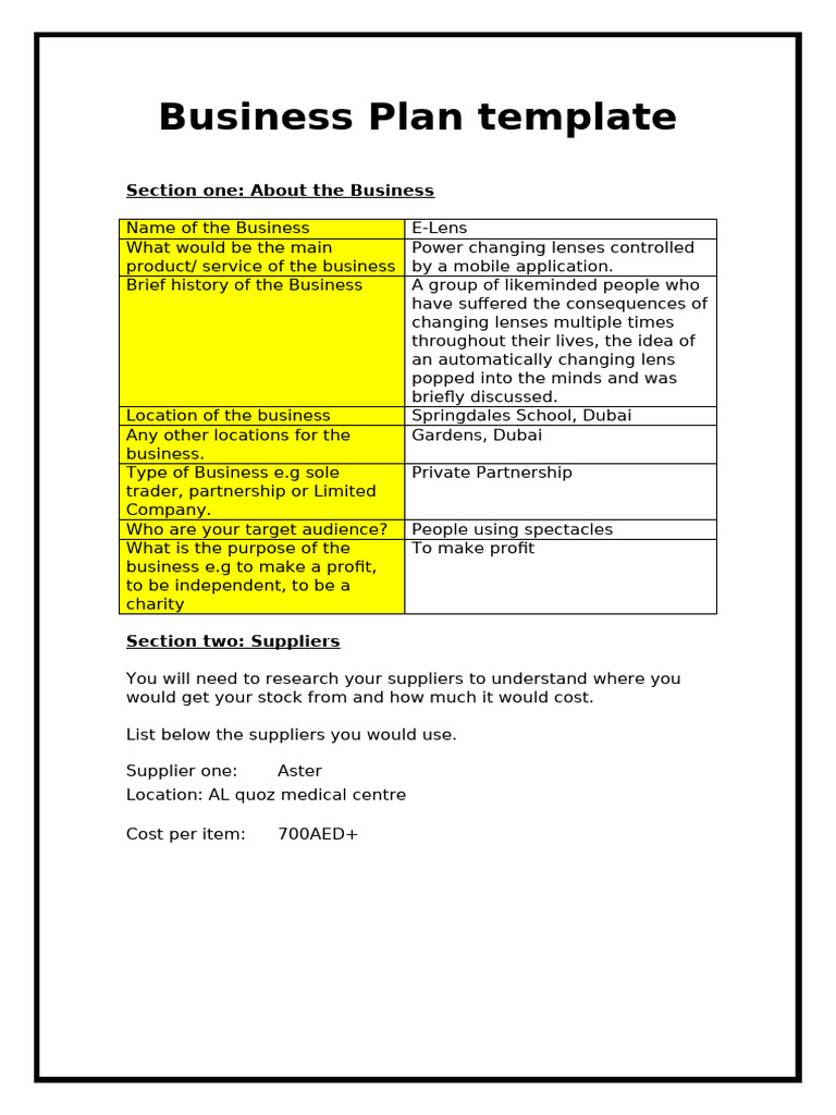 Business Plan Template | PDF