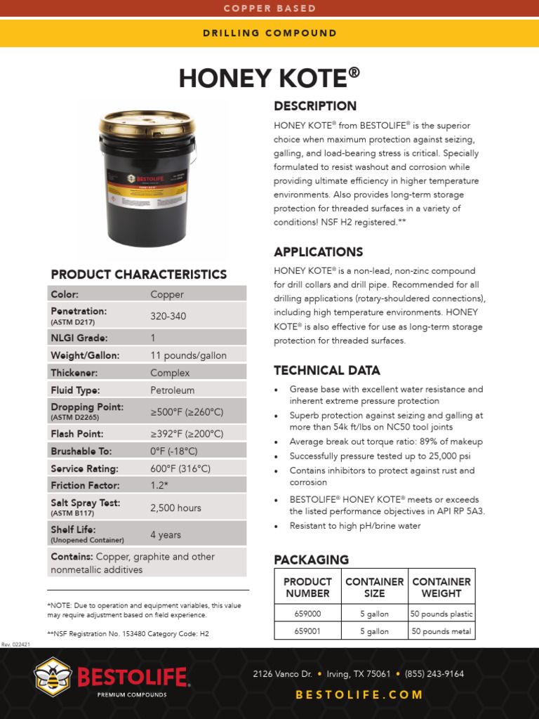 Bestolife Honey Kote - Ficha Técnica | PDF
