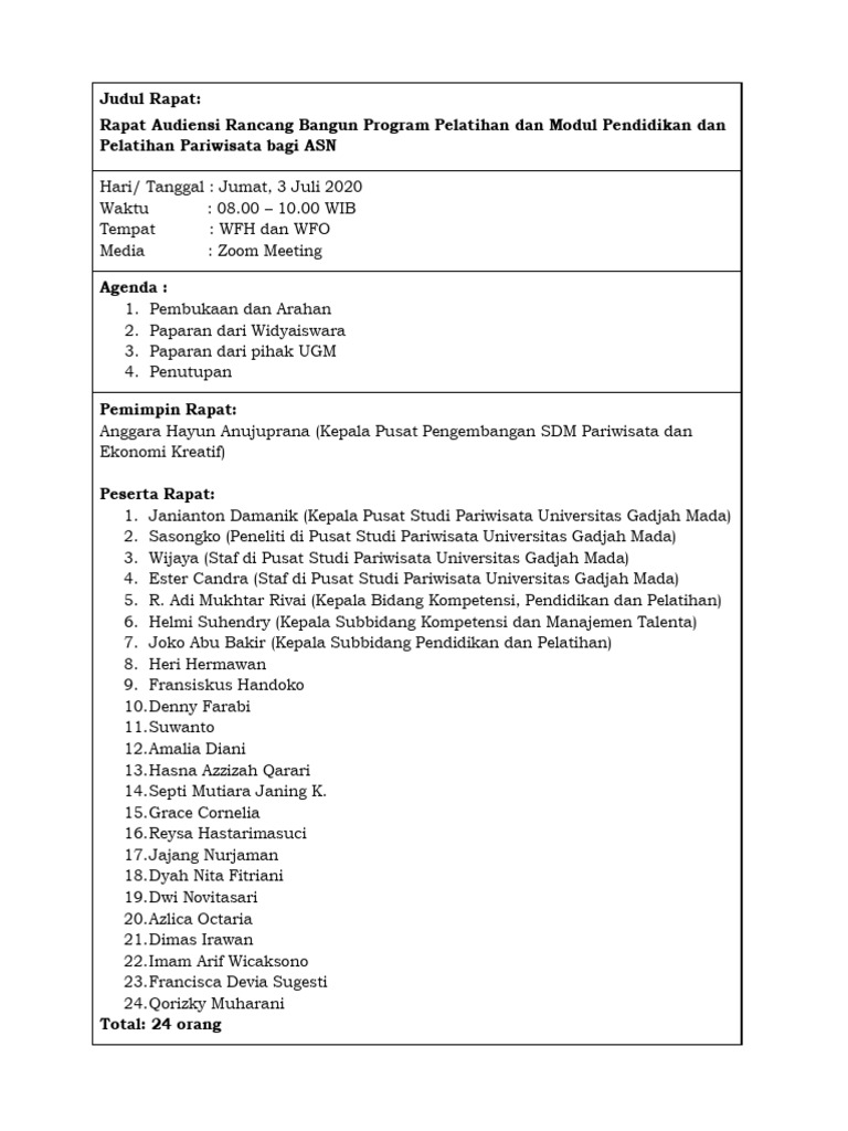 Notulensi Rapat Audiensi | PDF
