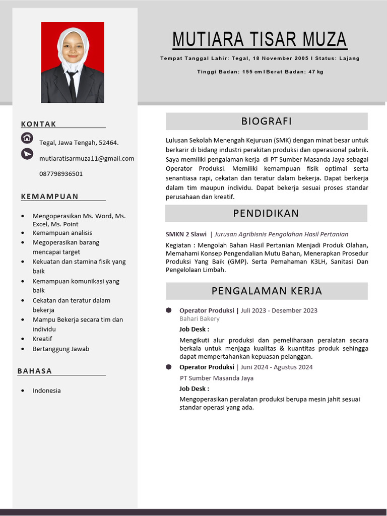 Cv Mutiara Tisar Muza(1)(1) | PDF