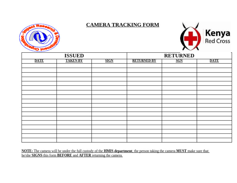 CAMERA TRACKING FORM | PDF
