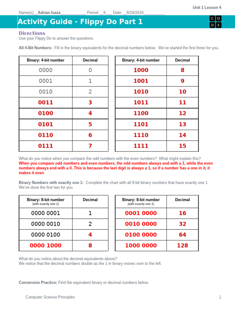 Activity Guide - Flippy Do Pt 1 - Unit 1 Lesson 4 (1) | PDF