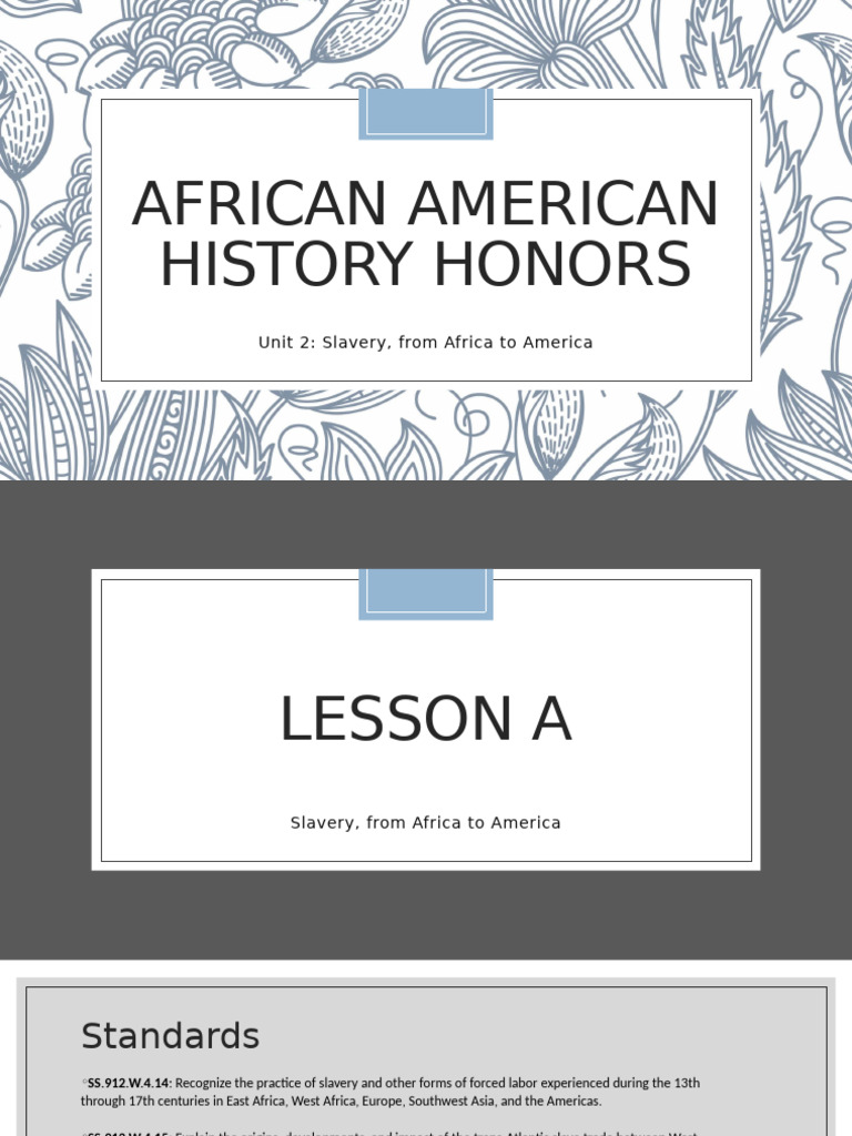 African American History Unit 1B | PDF