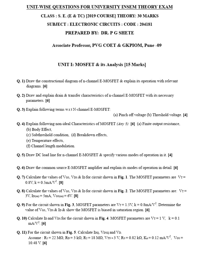 EC 2019 Theory Question Bank | PDF
