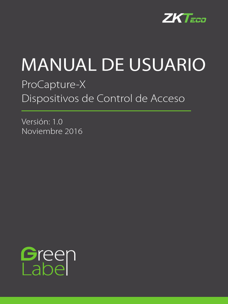 ZKTeco Colombia Control de Acceso ProCapture X Manual de Ususario | PDF ...