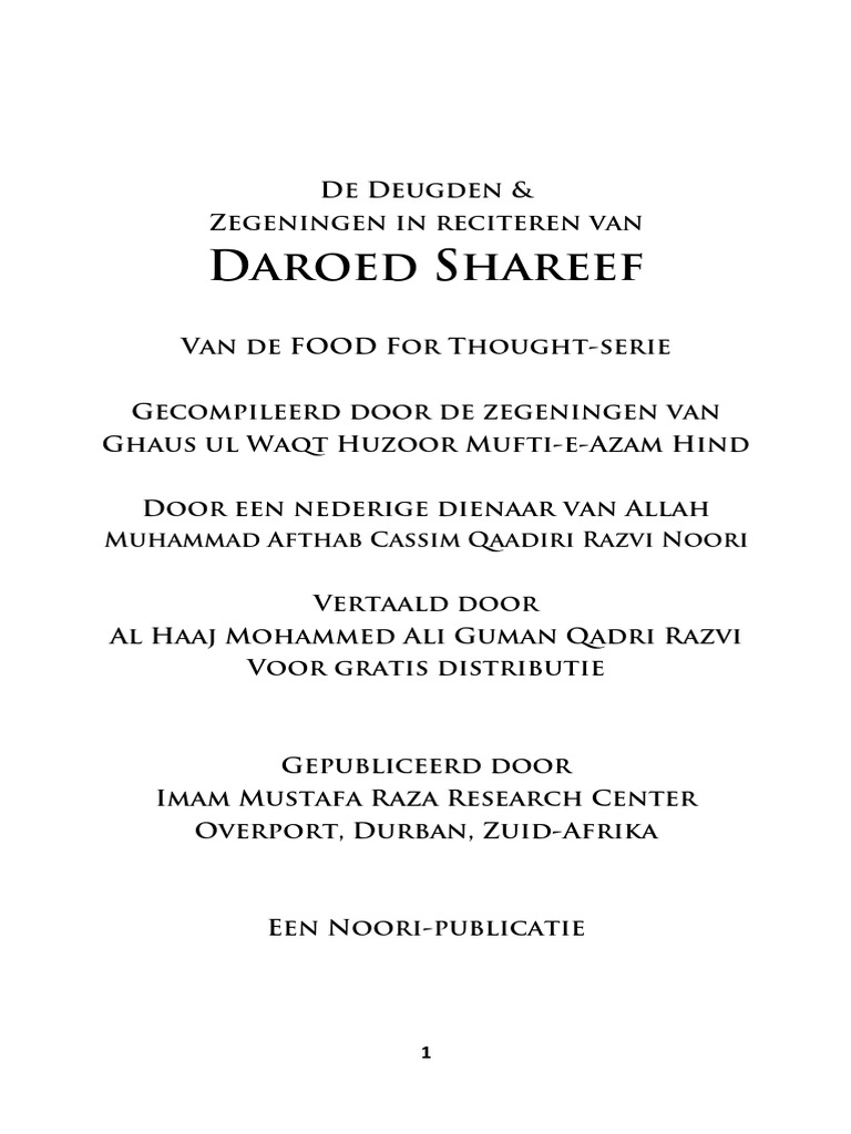 Durood Book in Dutch.pdf | PDF