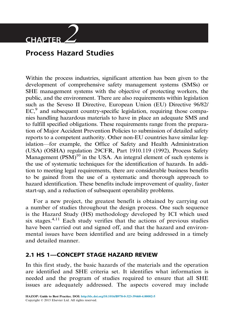 Chapter 2 - Process Hazard Studies - 2015 - HAZOP Guide To Best ...