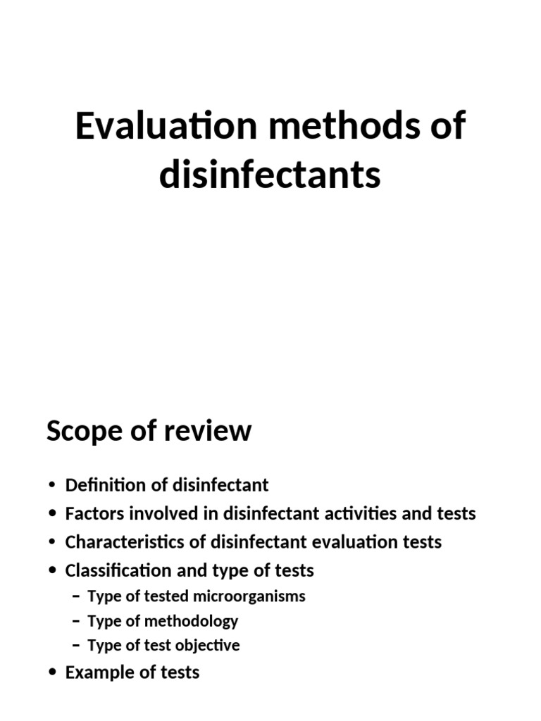Evaluation Methods of Disinfectants | PDF