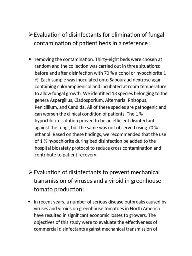 Evaluation of Disinfectants For Elimination of Fungal Contamination of ...