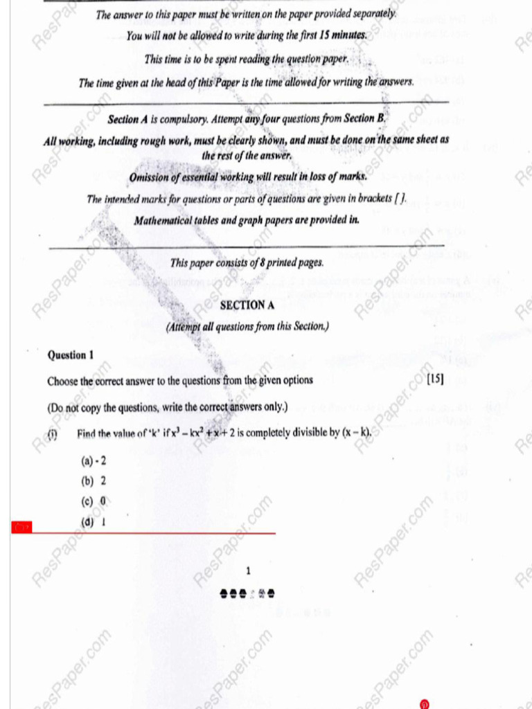 JNS Maths Prelim | PDF