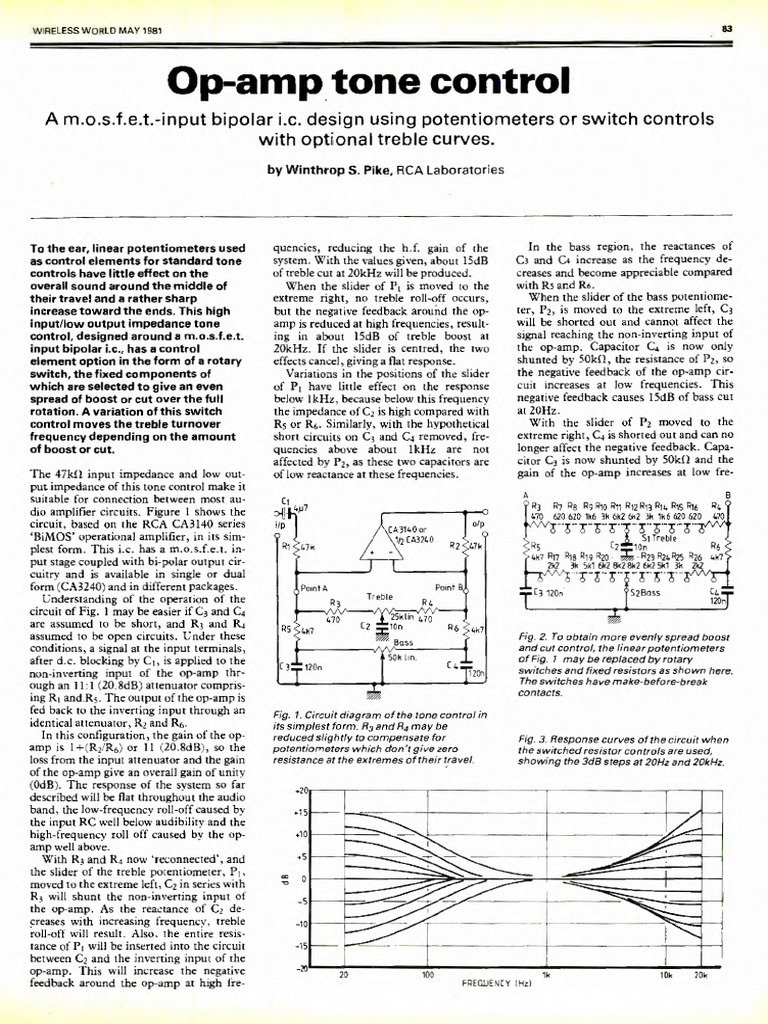 RCA Op-Amp Tone Control WW 198105 | PDF
