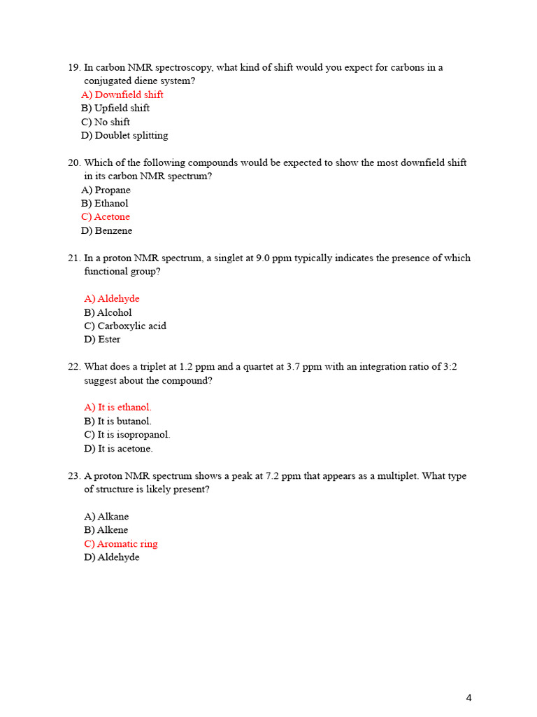 Carbon NMR mcq1 | PDF | Proton Nuclear Magnetic Resonance | Art