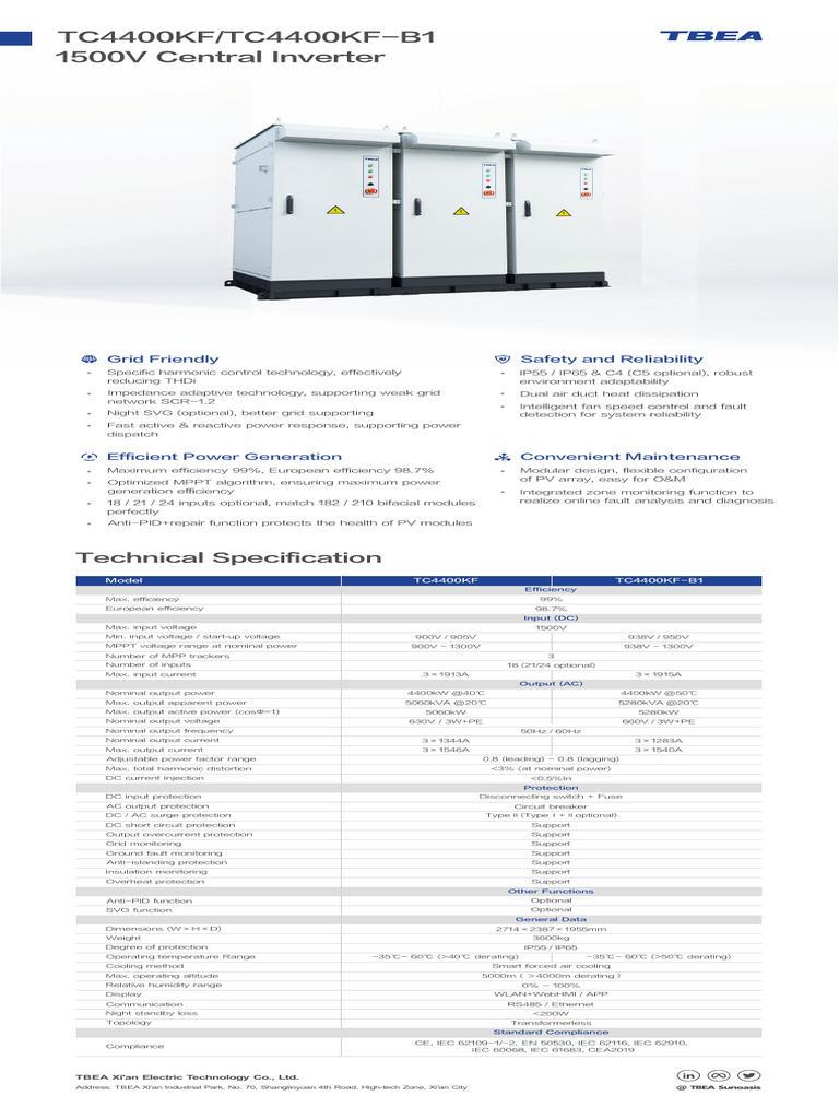 Annex II - TBEA - TC4400KF-B1-TUV - V1.0 - 60Hz | PDF