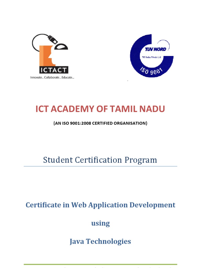 ICT Academy OF Tamil Nadu: Student Certification Program | PDF | Java ...