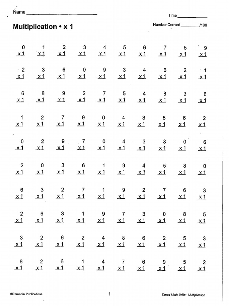Multiplication Facts | PDF