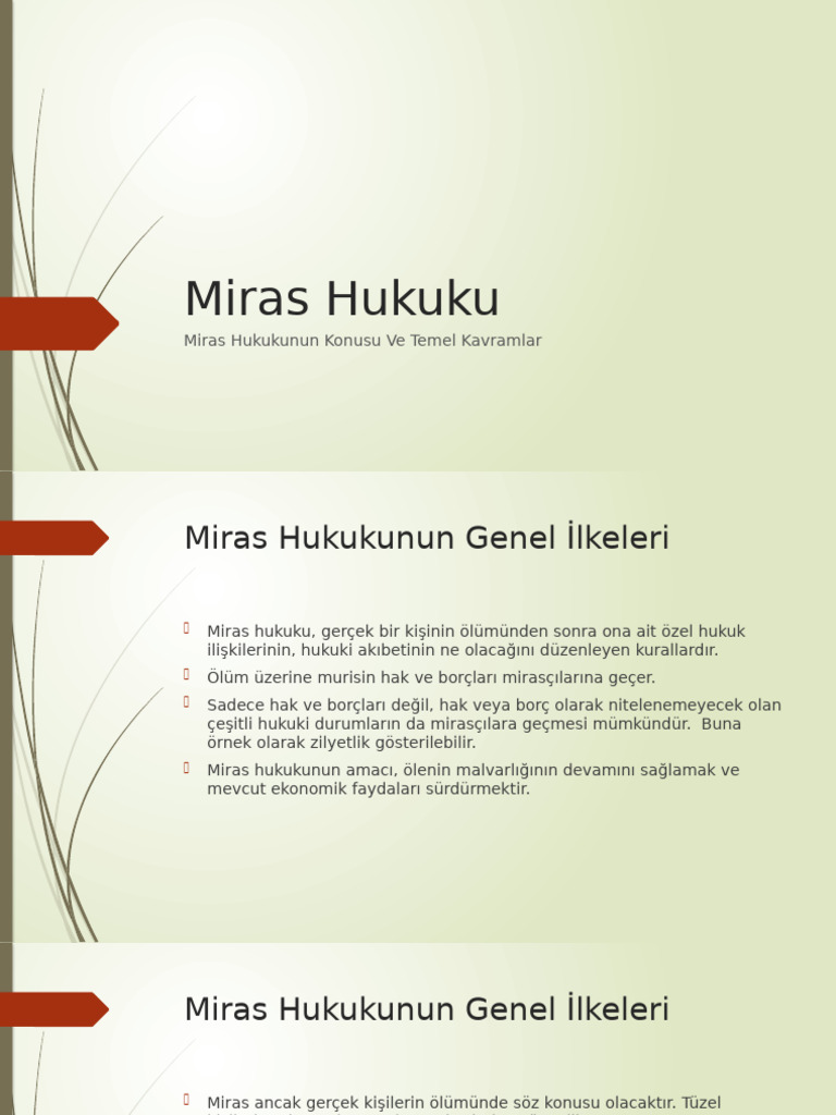 Miras Hukukunun Konusu Ve Temel Kavramlar | PDF