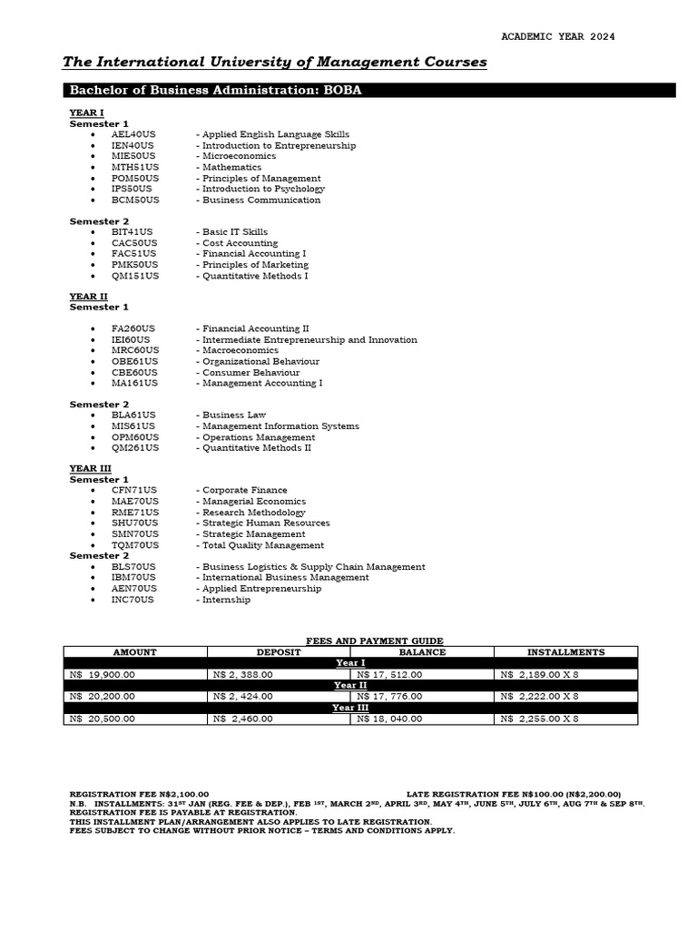 Bachelor Degrees Fee Structures | PDF | Business Economics | Finance ...