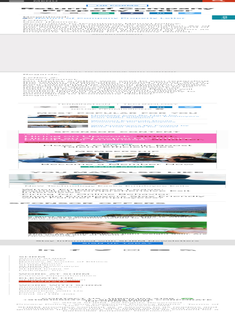 Return of Company Property Letter | PDF