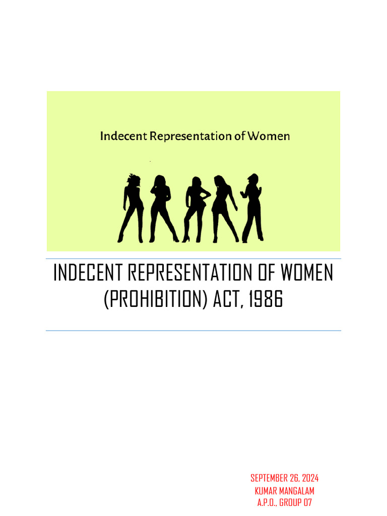 Indecent Representation of Women (Prohobition) Act, 1986 | PDF
