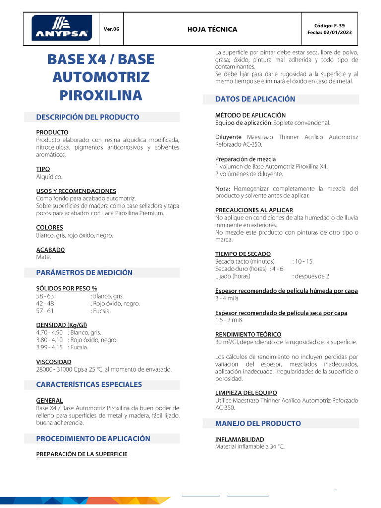 Base X4 - Base Automotriz Piroxilina. | PDF