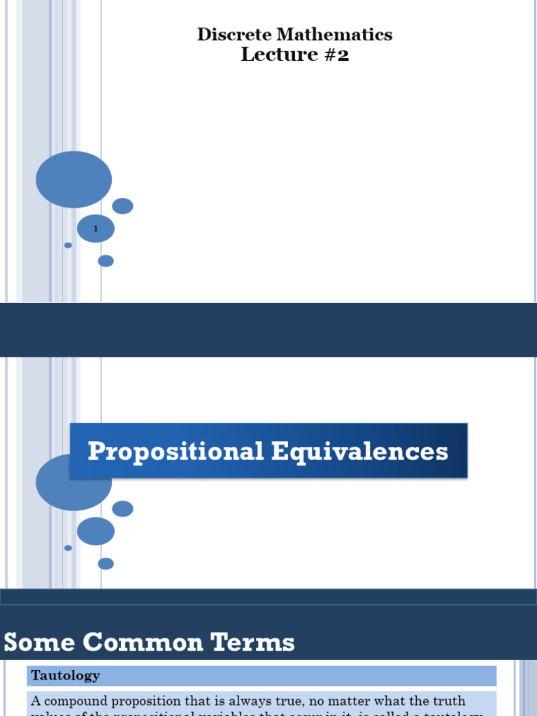 Lecture 2 Propositional Equivalence | PDF