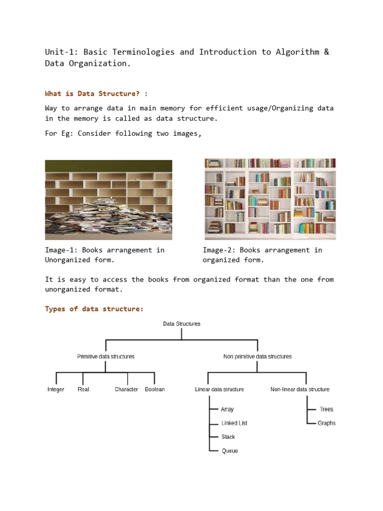 Unit-1: Basic Terminologies and Introduction To Algorithm & Data ...