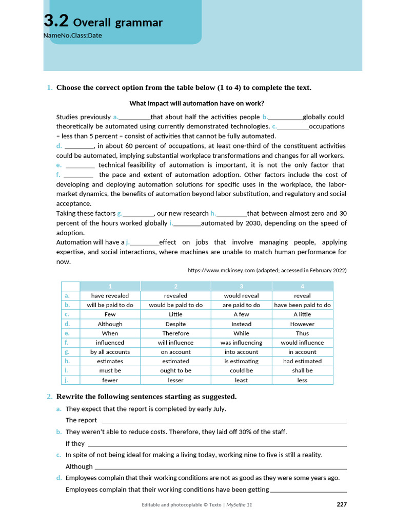 Standard - Grammar - U3.2 - Overall Grammar | PDF
