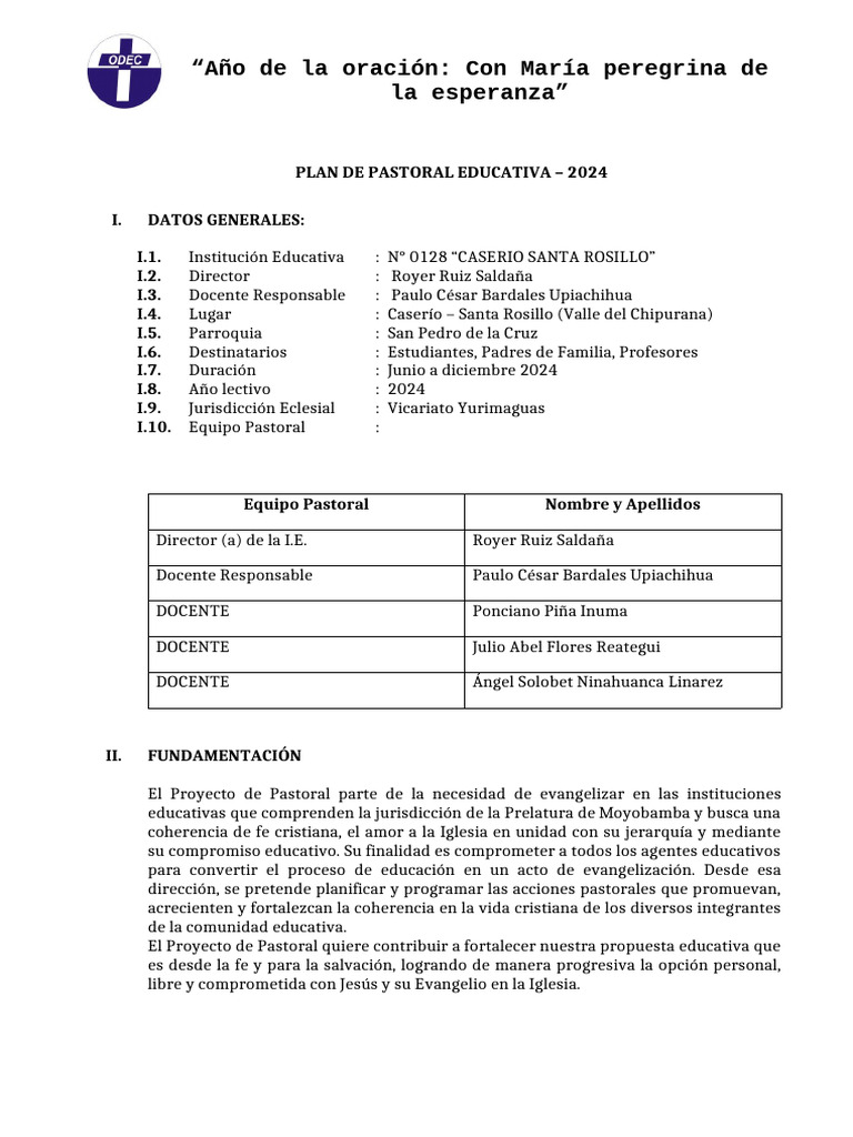 Plan Pastoral 2024 - 101240 | PDF