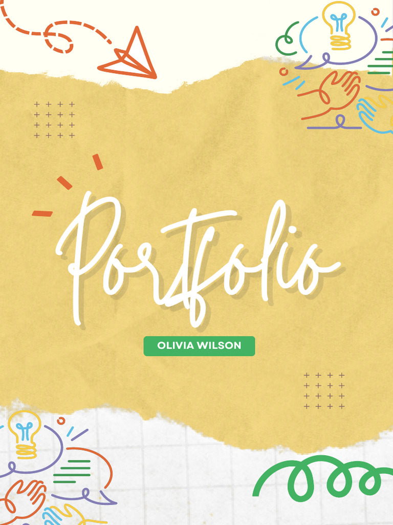 Yellow White Playful Aesthetic Portfolio Cover A4 Document | PDF