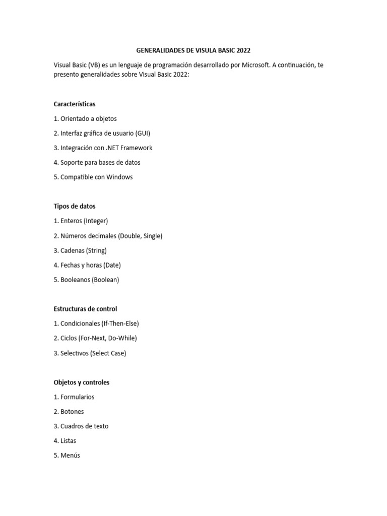 Generalidades de Visual Basic 2022 | PDF