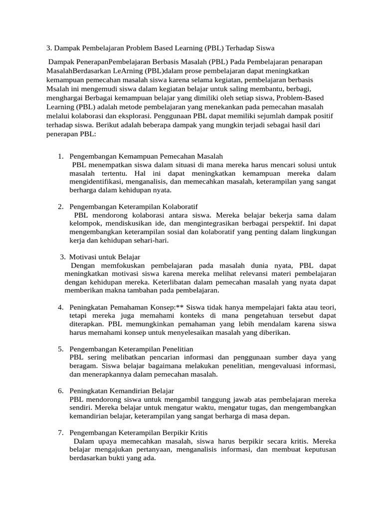 PBL Model Part2 | PDF