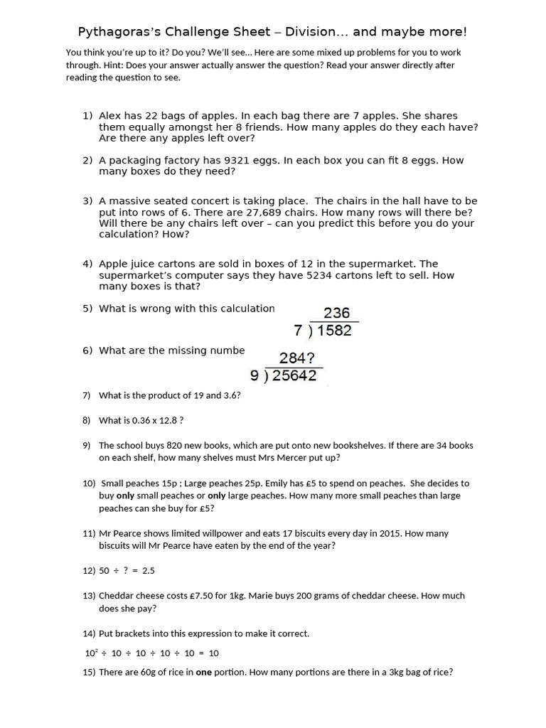 Tricky Division Problems | PDF