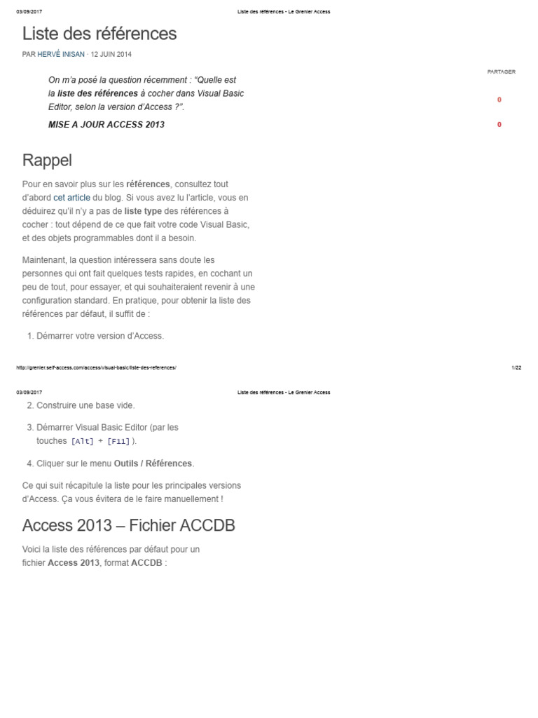 Liste Des Références - Le Grenier Access | PDF