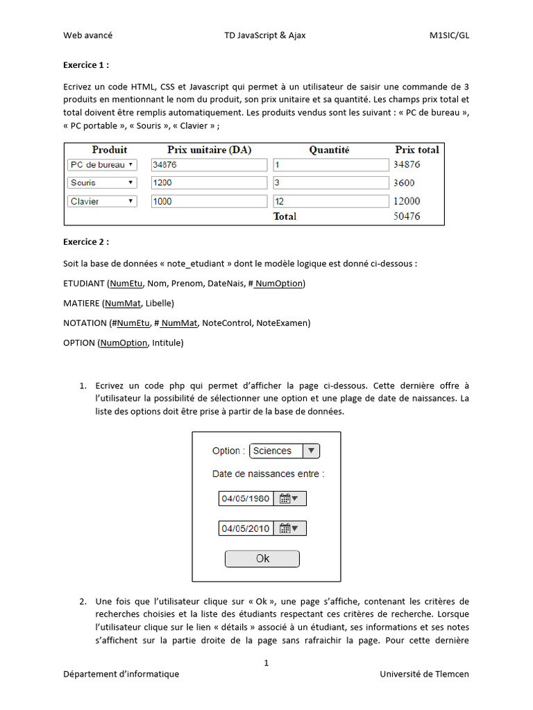 TD Javascript Ajax | PDF | Ajax (Programming) | Software Engineering