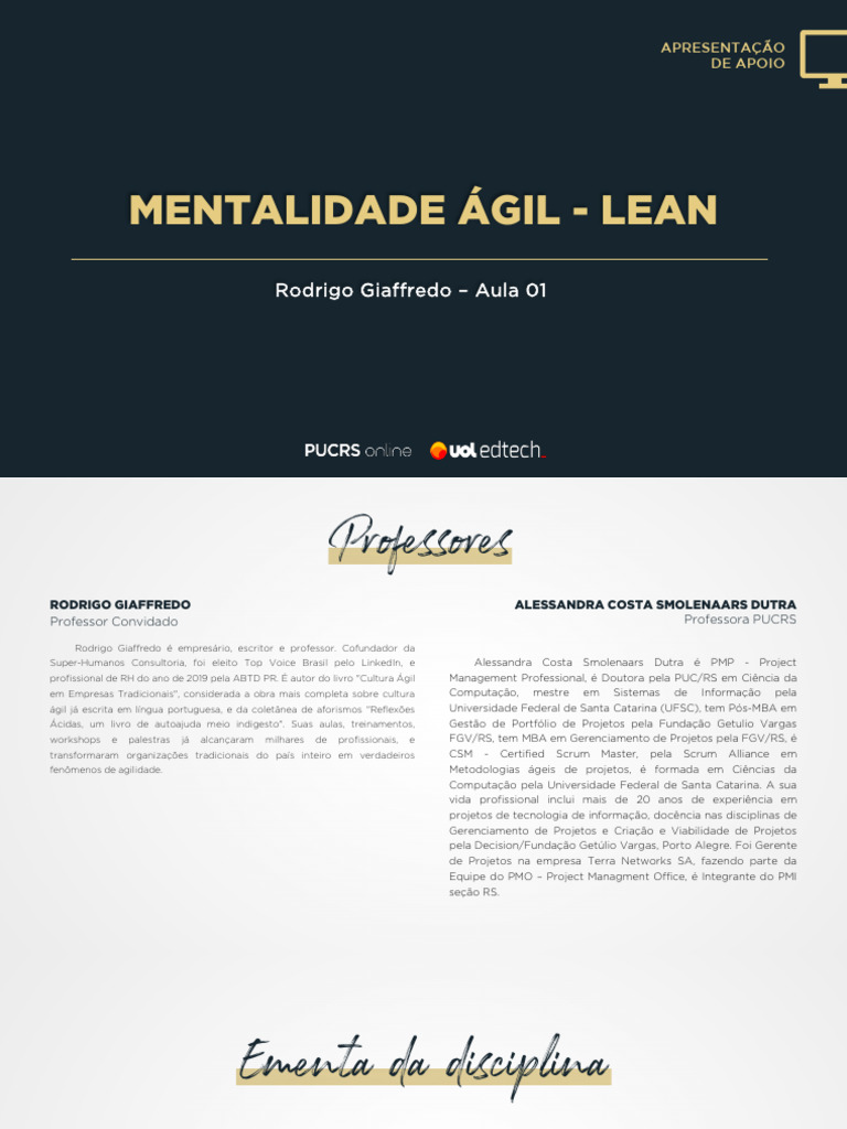 Mentalidade Ágil - Rodrigo Giaffredo - Aula 01 | PDF