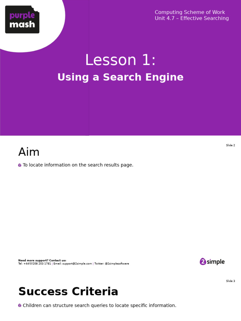 Unit 4.7 Effective Searching - Lesson 1 - Slideshow | PDF